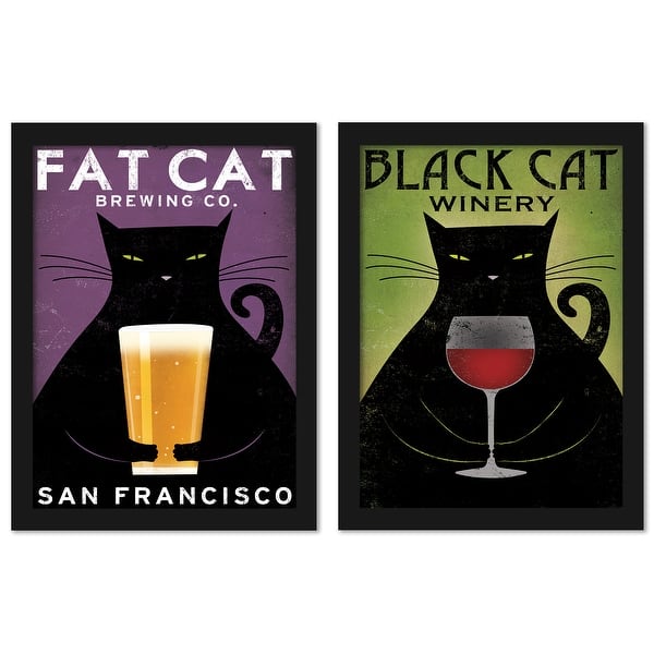 Cat Brewing by Wild Apple - 2 Piece Black Framed Print Set - Bed Bath & Beyond - 33745769